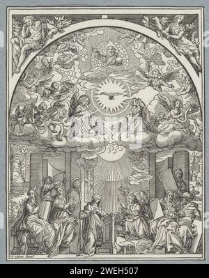 Annunciation, In the middle the proclamation to Mary. On the left Moses ...