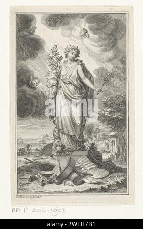 Peace with Caduceus and Olive branch, Simon Fokke, 1748 print On a ...