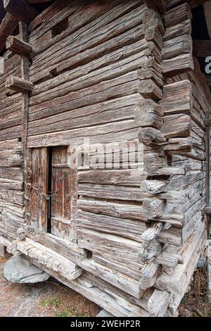 Door to a Stadel, historical log-constructed alpine barn near Zermatt ...