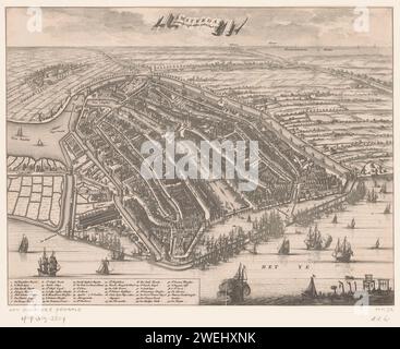 Map of Amsterdam, Anonymous, After Cornelis Anthonisz., 1760 print Map in a nutshell perspective ...