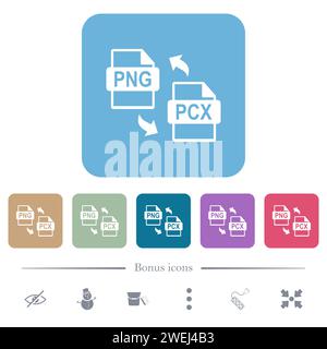 PNG PCX file conversion white flat icons on color rounded square ...