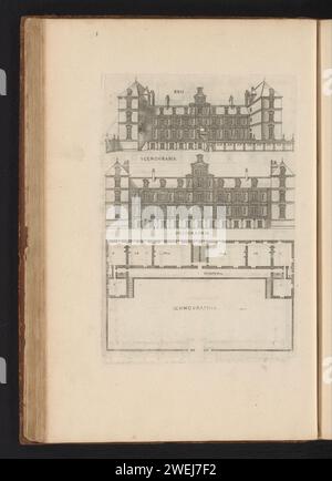 Front and rear facade and map, Jacques Androuet, 1559 Front and rear ...