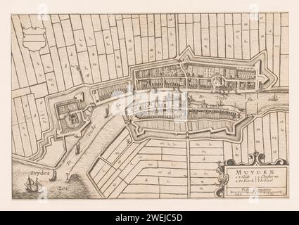 Map of Muiden, Anonymous, 1652 print paper etching maps of cities ...