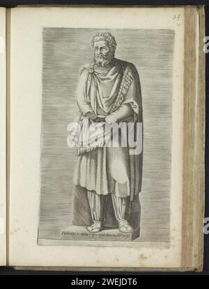 Sculpture of a captured king, Anonymous, 1584 print Caption in Latin on ...