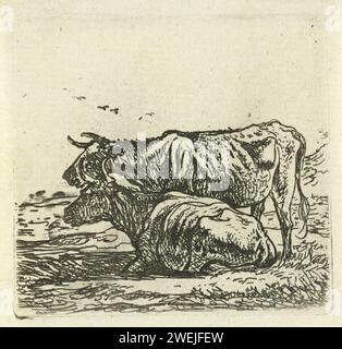 Two cows, Aelbert Cuyp, 1630 - 1691 print paper etching cow Stock Photo ...