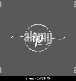 IP handwriting logo with circle template vector signature, wedding ...