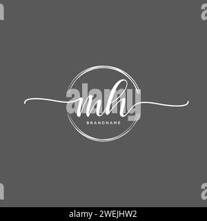 MH handwriting logo with circle template vector logo of initial wedding ...