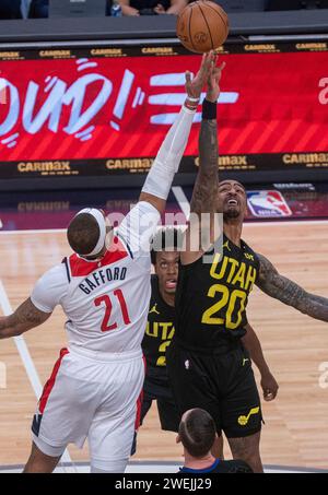 Utah Jazz forward John Collins, above, shoots past Los Angeles Lakers ...