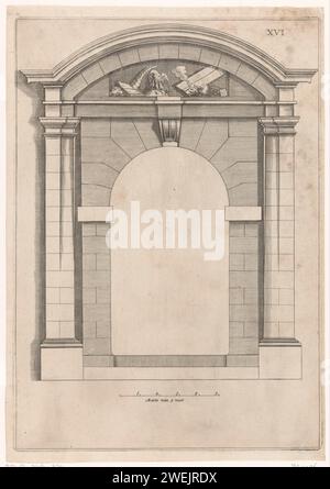 Gate of the Westerkerk, Anonymous, 1631 print Front view and map. Plate ...