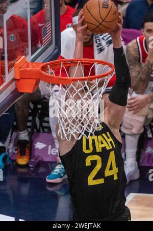 Utah Jazz center Walker Kessler (24) dunks over Miami Heat center Bam ...
