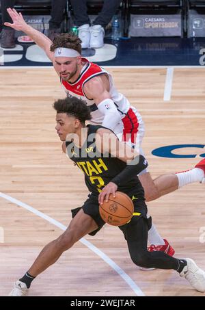 Utah Jazz guard Keyonte George (3) shoots over Portland Trail Blazers ...