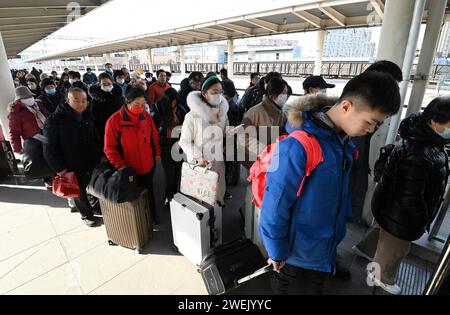 HANDAN, CHINA - JANUARY 26, 2024 - Passengers wait at the waiting hall ...