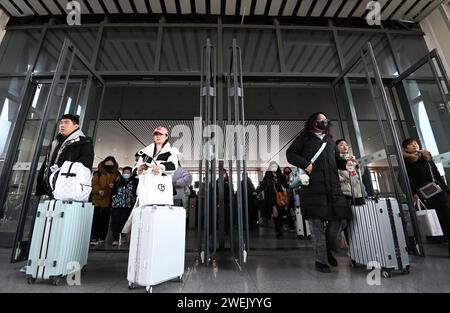 HANDAN, CHINA - JANUARY 26, 2024 - Passengers wait at the waiting hall ...