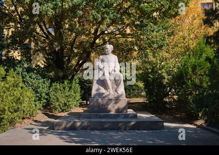 A statue of the famous archeologist, folklorist, historian, Margulan ...