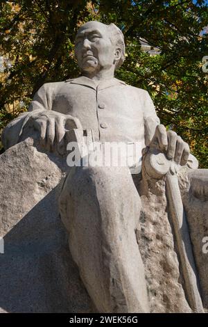 A statue of the famous archeologist, folklorist, historian, Margulan ...