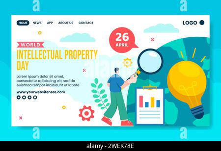 Intellectual Property Day Social Media Background Flat Cartoon Hand ...