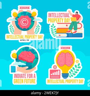 Intellectual Property Day Social Media Background Flat Cartoon Hand ...