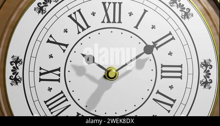 Image of clock ticking over black background Stock Photo - Alamy