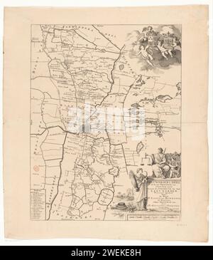 Map of the Grietenij Leeuwarderadeel, 1718 print Bottom left legend. At ...