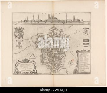 Map of Ypres, Vedastus du Plouich, 1641 - 1644 print Amsterdam paper ...