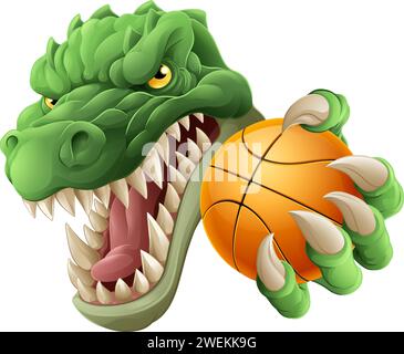 Crocodile Dinosaur Alligator Basketball Mascot Stock Vector Image & Art ...
