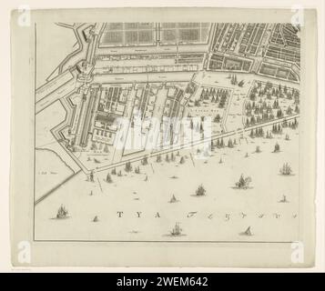 Map of Amsterdam (part left), Gerrit de Broen (II), 1744 - 1768 print Part (bottom left) of a ...