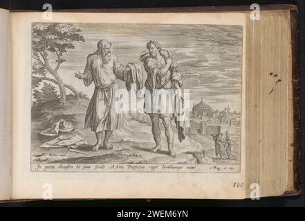 Jerobeam en de profeet Achia, Hans Collaert (I) (attributed to), after ...