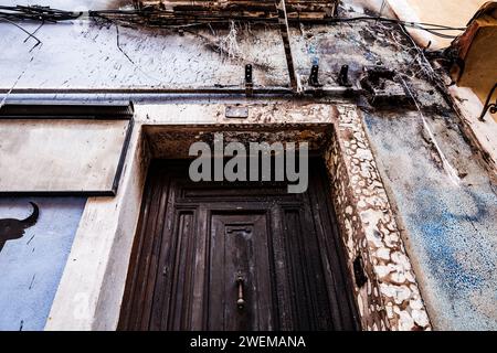 Burned tables in the old town of Villajoyosa Stock Photo - Alamy