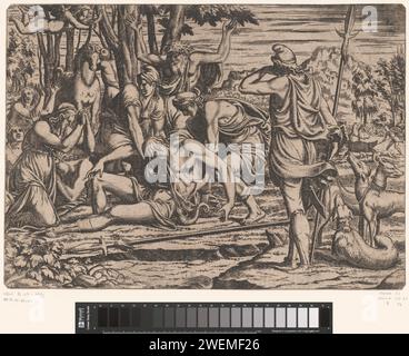 An engraving by Léon Davent after Luca Penni, circa 1547, representing ...