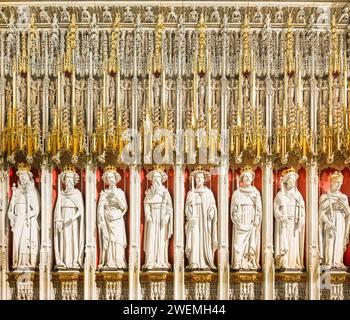 Statues of english kings on the rood screen at the minster (cathedral ...