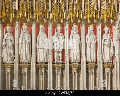 Statues of english kings on the rood screen at the minster (cathedral ...