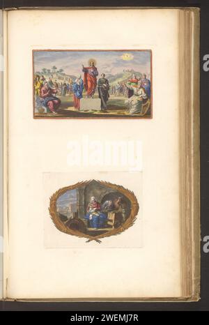 Sheet with illustration and vignette, Sheet with two prints. Above ...