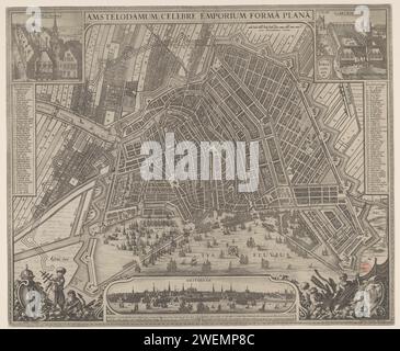 Map of Amsterdam with cityscape, Anonymous, After Matthaeus Seutter (III), 1762 - c. 1800 print ...