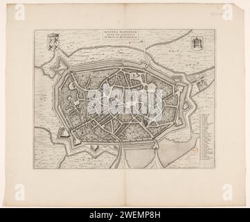Map of Bergen (Mons), Anonymous, 1652 print Map of Bergen (Mons) with buildings in a nutshell ...