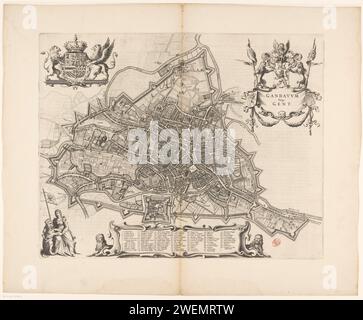 Map of Ghent, Anonymous, 1652 print Amsterdam paper etching maps of cities Ghent Stock Photo - Alamy
