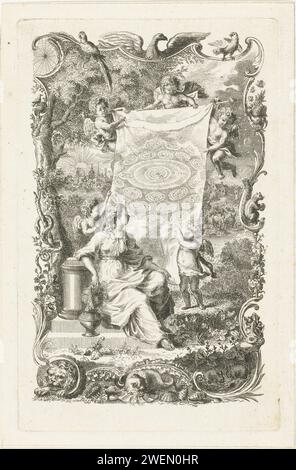 Allegory in Heavenly Jerusalem, Abraham Delfos, 1758 print A female ...