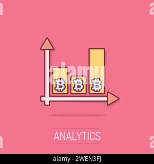 Bitcoin growth icon in comic style. Blockchain cartoon vector ...