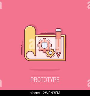 Prototype icon in comic style. Startup cartoon vector illustration on ...