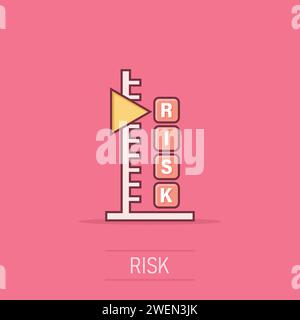 Risk level icon in comic style. Result cartoon vector illustration on ...