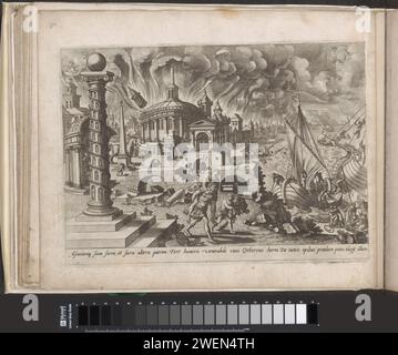 Aeneas carries his father from Troy, print maker: Ludwig Büsinck, after ...