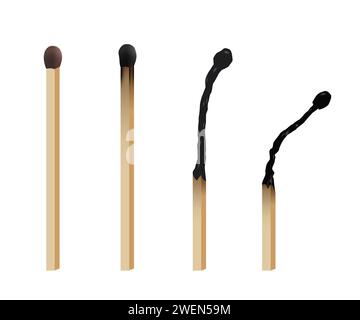 Burning match animation with fire flame burn sequence, vector cartoon ...
