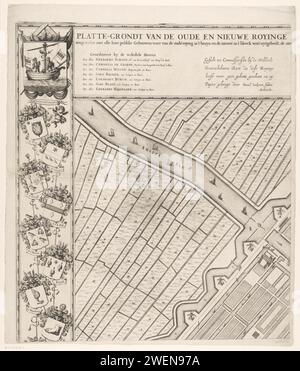 Map of Amsterdam with design for the fourth explanation, Anonymous, After Daniel Stalpaert, 1662 ...