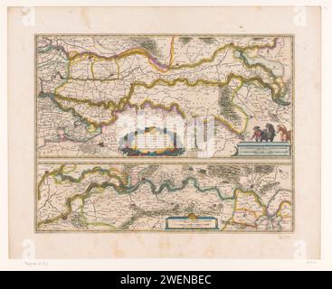 Map of a part of the course of the Rhine, De Waal and De Maas ...