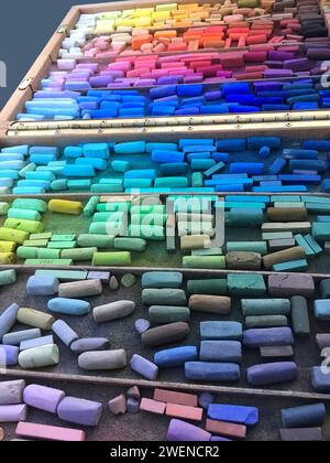 Close up of multicolored chalk sticks together Stock Photo - Alamy