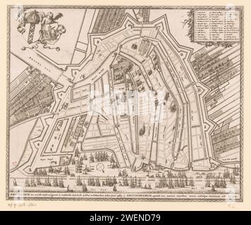 Map of Amsterdam, 1585, Pieter Hendricksz. Schut, 1662 - 1720 print Map of Amsterdam as it would ...