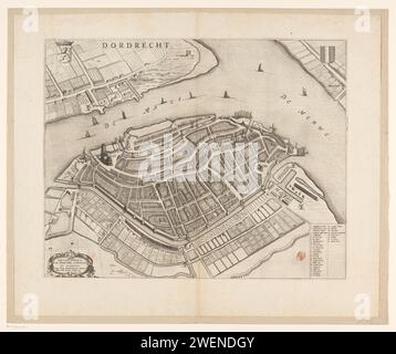 Map of Dordrecht, Anonymous, 1652 print Amsterdam paper etching maps of cities Dordrecht Stock ...