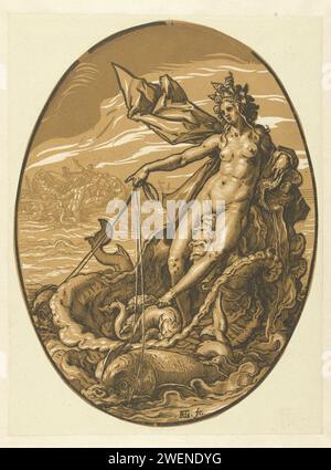 Thetis, 1589 - 1590 print The goddess Thetis, sailing on a shell that ...