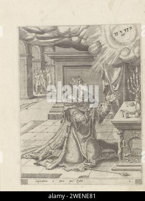 Solomon prays for wisdom, Solomon kneels in prayer before the ark of ...