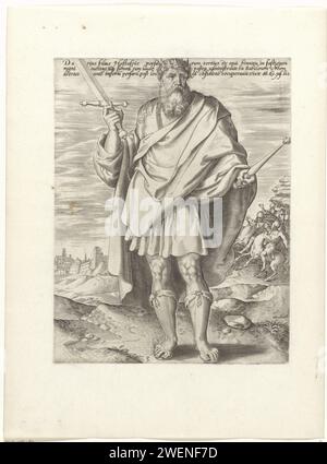 Koning Darius, anonymous, 1585 print King Darius of Persia standing ...