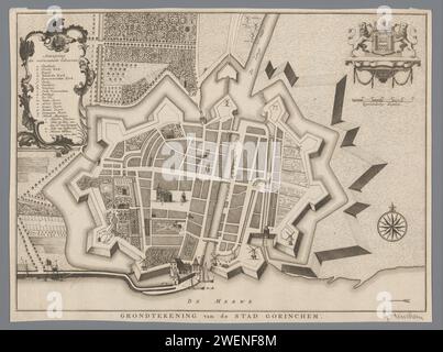 Map of Gorinchem, Anonymous, 1755 print Map with a number of buildings ...